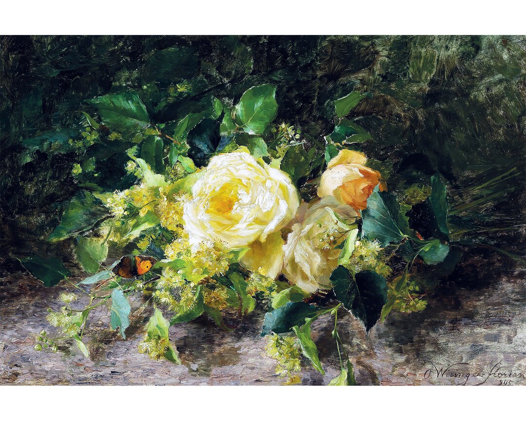 Vintage Yellow Roses - Bouquet of Roses - 1899 - Yellow and Green ...