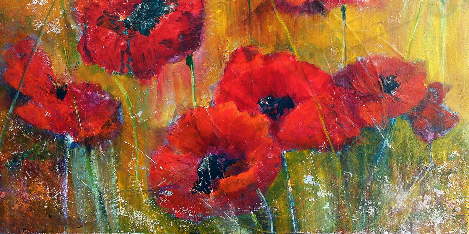 FLOWER ART Wall Decor Red Art Poppy Art Red Decor Landscape - Etsy