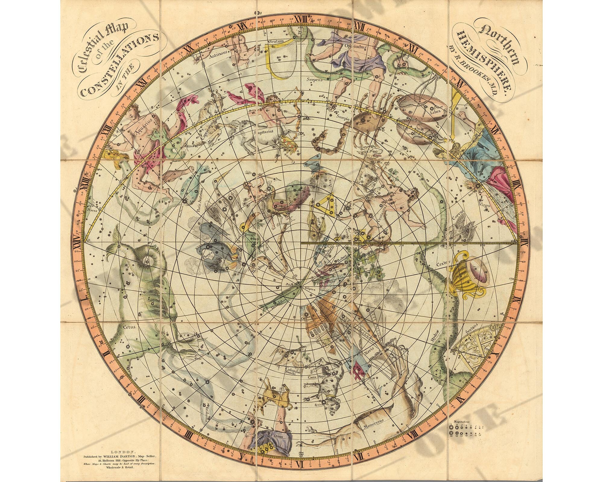 Ancient Celestial Map Northern Hemisphere Dated 1820 Celestial | Etsy