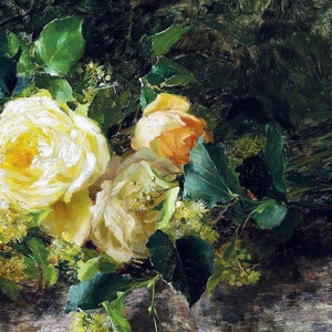 Vintage Yellow Roses - Bouquet of Roses - 1899 - Yellow and Green ...