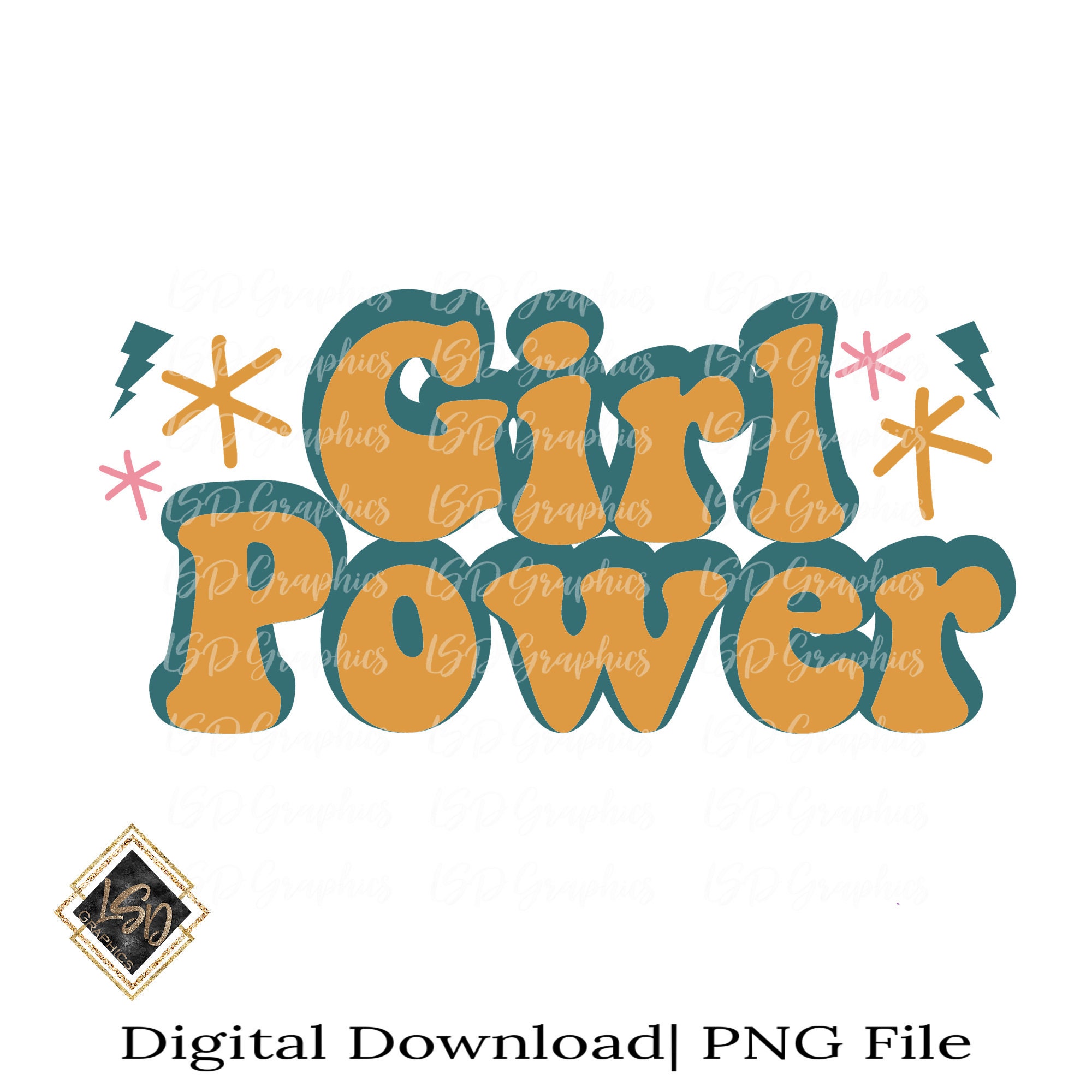 Girl Power Retro Clip Art Feminism Digital Download Retro | Etsy