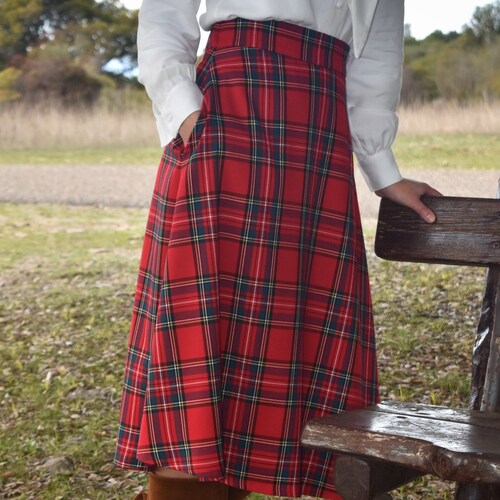 Red Checks Maxi Skirt With POCKETS/ Full Length Skirt/ Tartan - Etsy