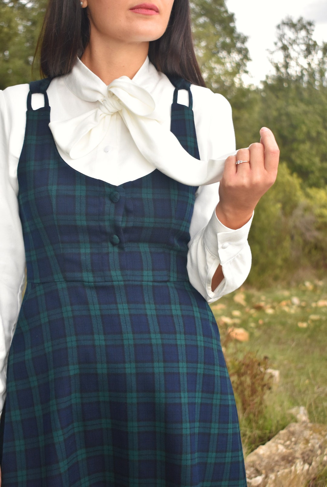 Abito scamiciato donna blu abito corto tartan blu abito - Etsy Italia