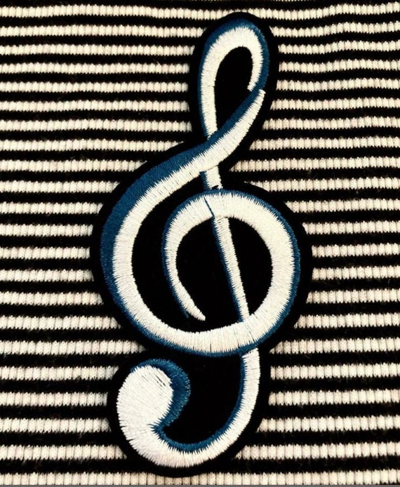 Treble Clef Music Note Patch Iron on Embroidered Applique Blue | Etsy
