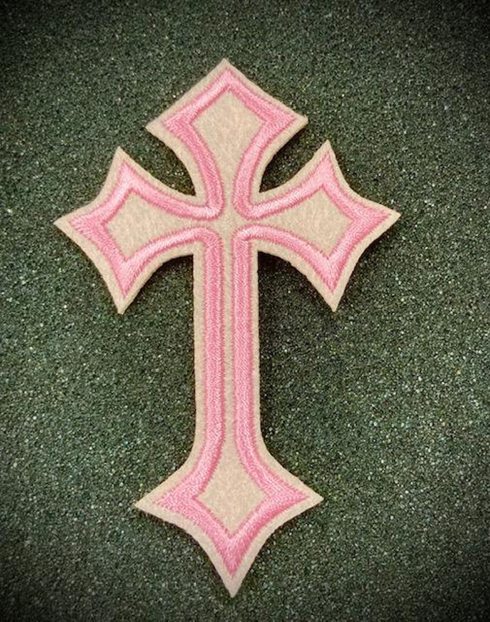 Pink Velvet Embroidered Iron on Cross Applique Christian Jesus - Etsy