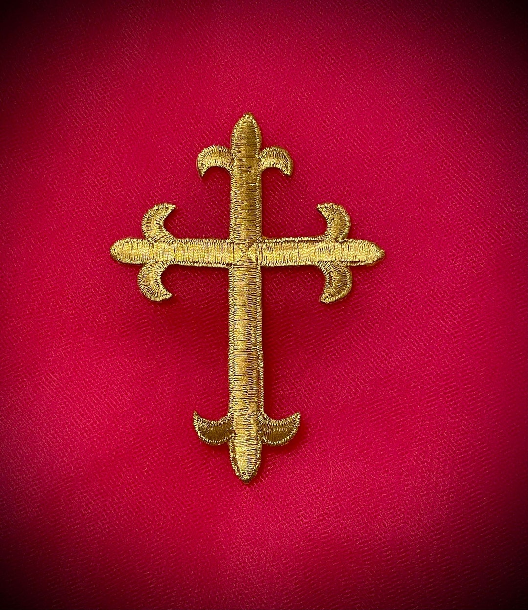 Gold Embroidered Iron on Cross Applique Christian Jesus DIY Jeans Patch ...