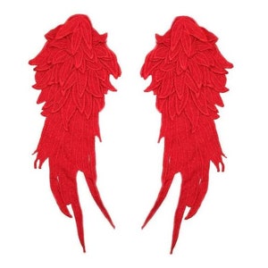Large Red Lace Angel Wing Appliques Mirror Pair Set of 2 Shoulder 3D ...
