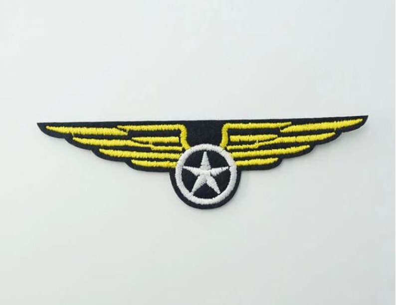 Aviator Black Circle Star Patch Iron on Embroidered Applique - Etsy