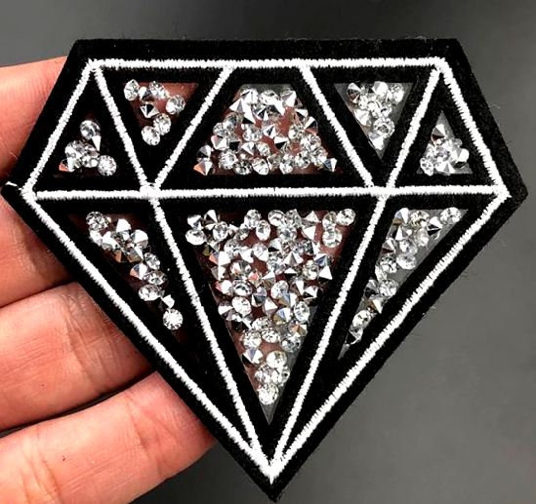 Crystal Rhinestone Clear Diamond Patch Iron on Applique 3 Black ...