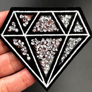 Crystal Rhinestone Clear Diamond Patch Iron on Applique 3 Black ...