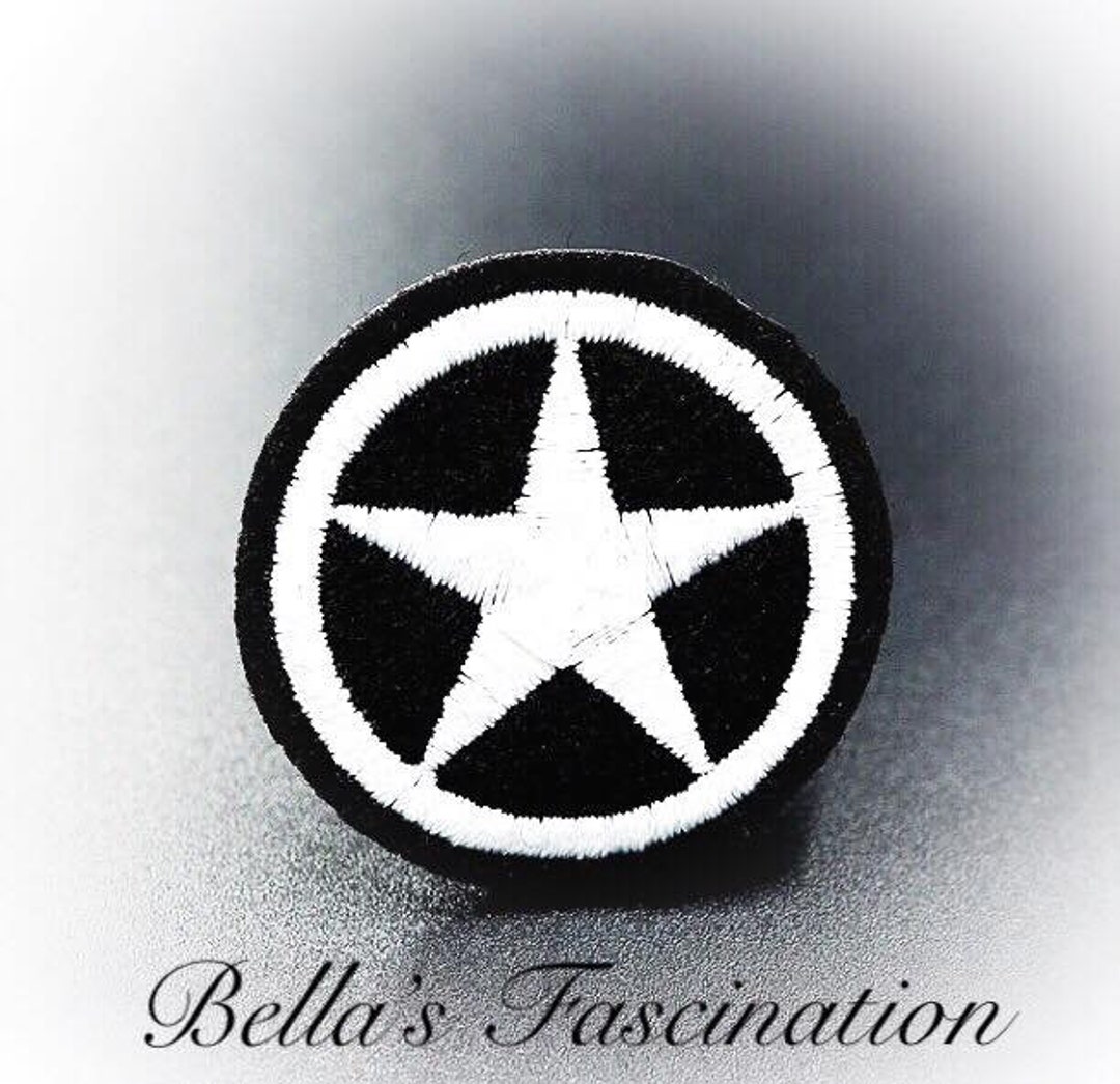 Black Circle Star Patch Iron on Embroidered Applique DIY - Etsy