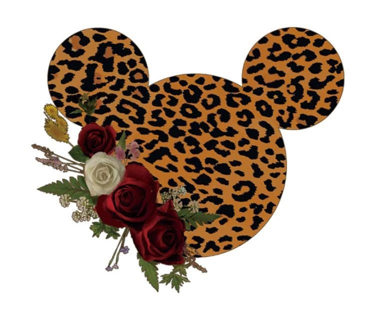 Small Mickey Mouse Cheetah Leopard Print With Roses Transfer | Etsy
