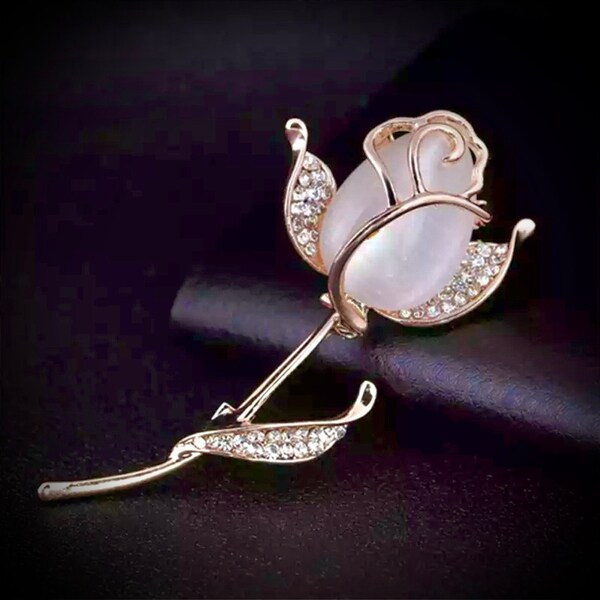 Gold Rose Brooch - Etsy