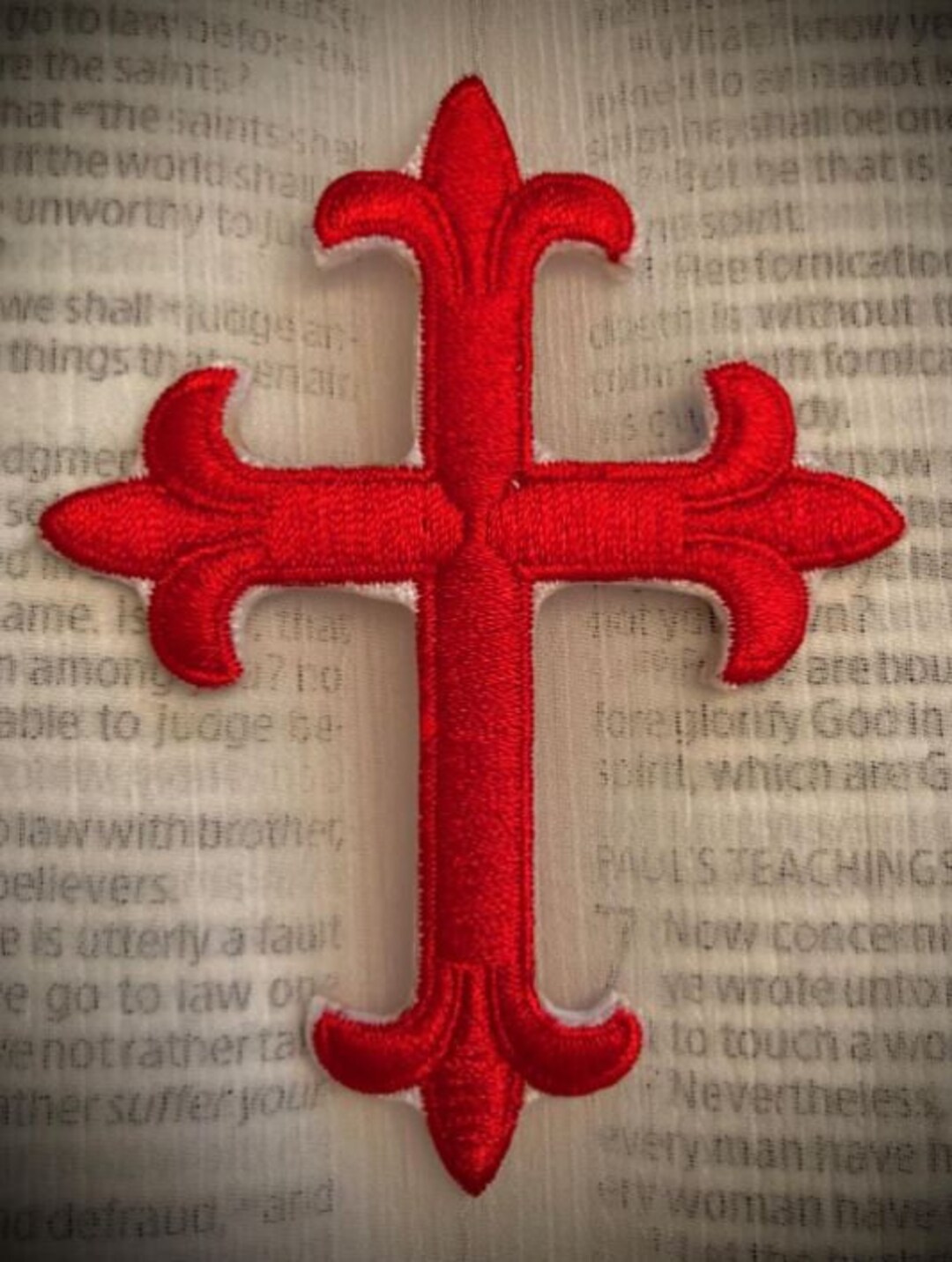 Red Embroidered Iron on Cross Applique Christian Jesus DIY Jeans Patch ...