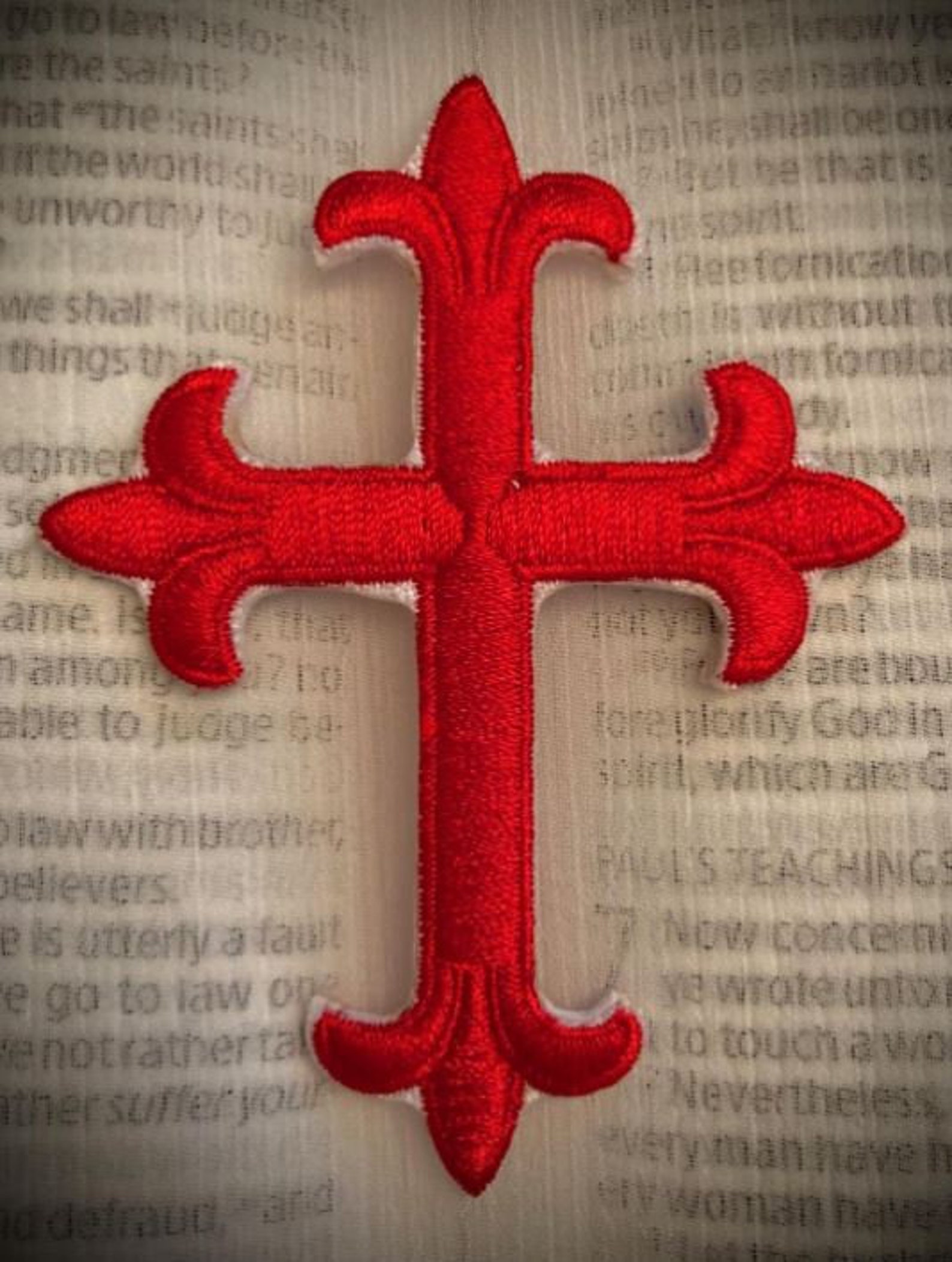 Red Embroidered Iron on Cross Applique Christian Jesus DIY - Etsy