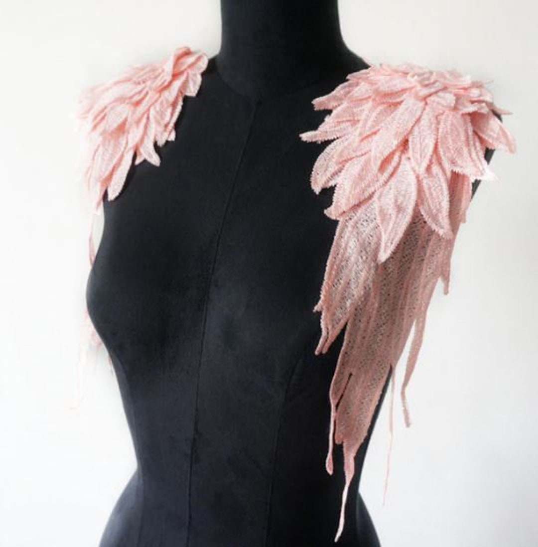 Large Pink Lace Angel Wing Appliques Mirror Pair Set of 2 - Etsy