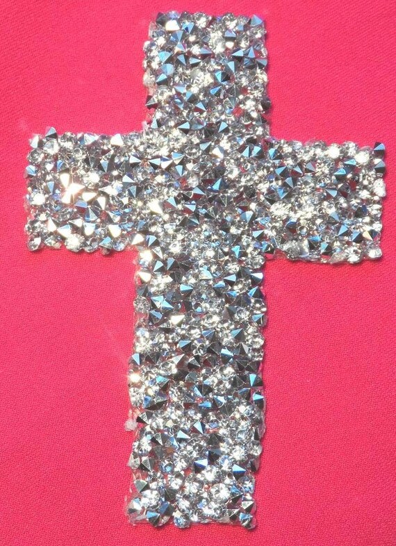 Crystal Rhinestone Iron on Cross Applique Christian Jesus DIY | Etsy