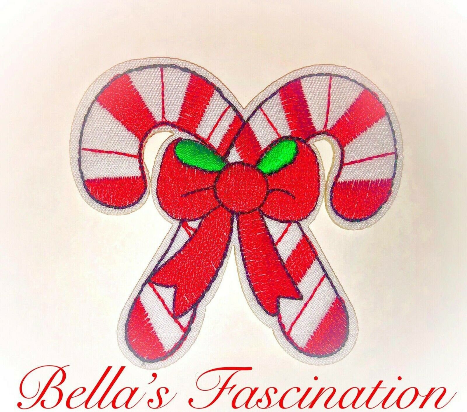 Double Candy Cane Applique Patch Iron On Embroidered Christmas | Etsy