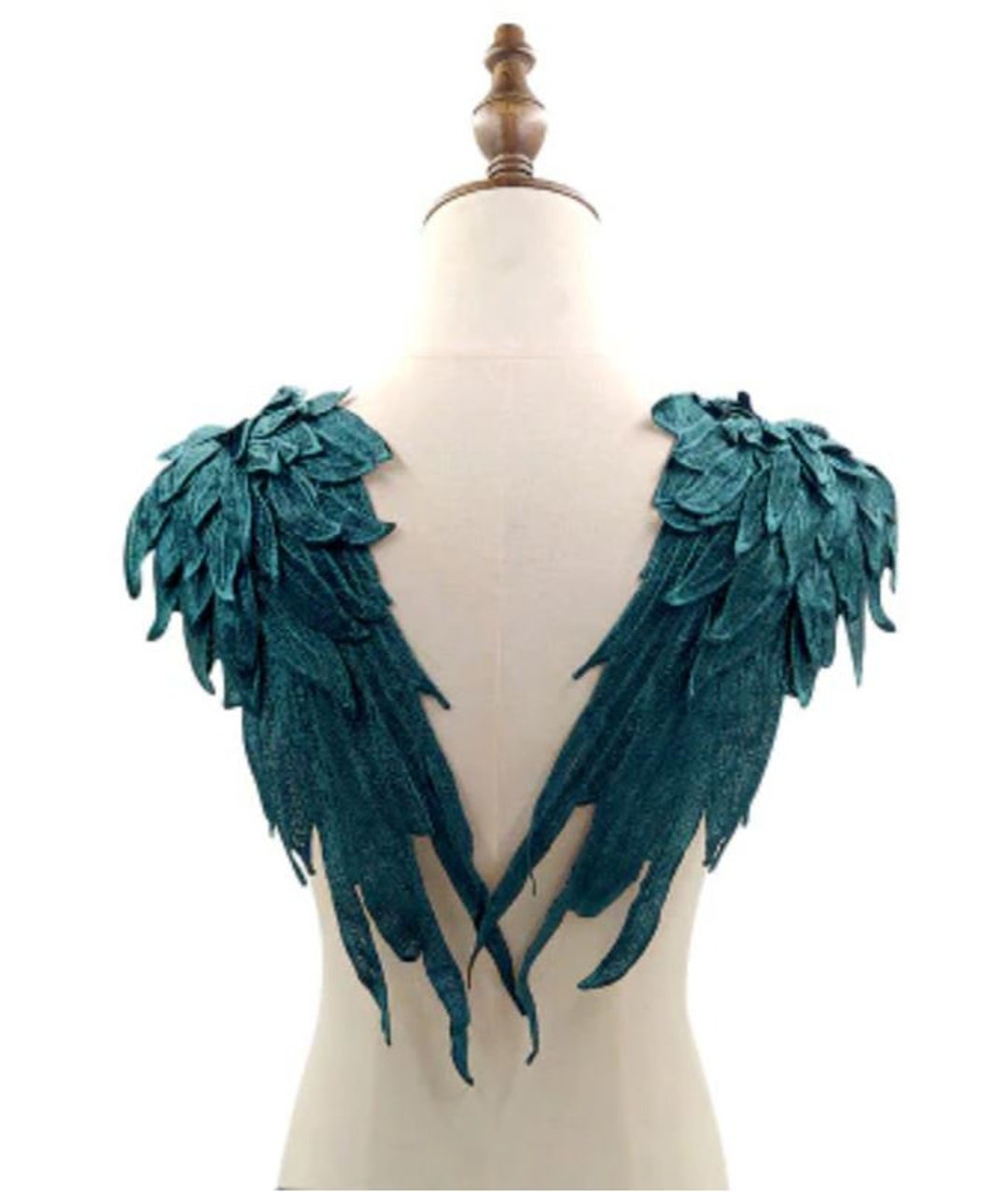 Large Dark Teal Green Lace Angel Wing Appliques Mirror Pair Set of 2 ...
