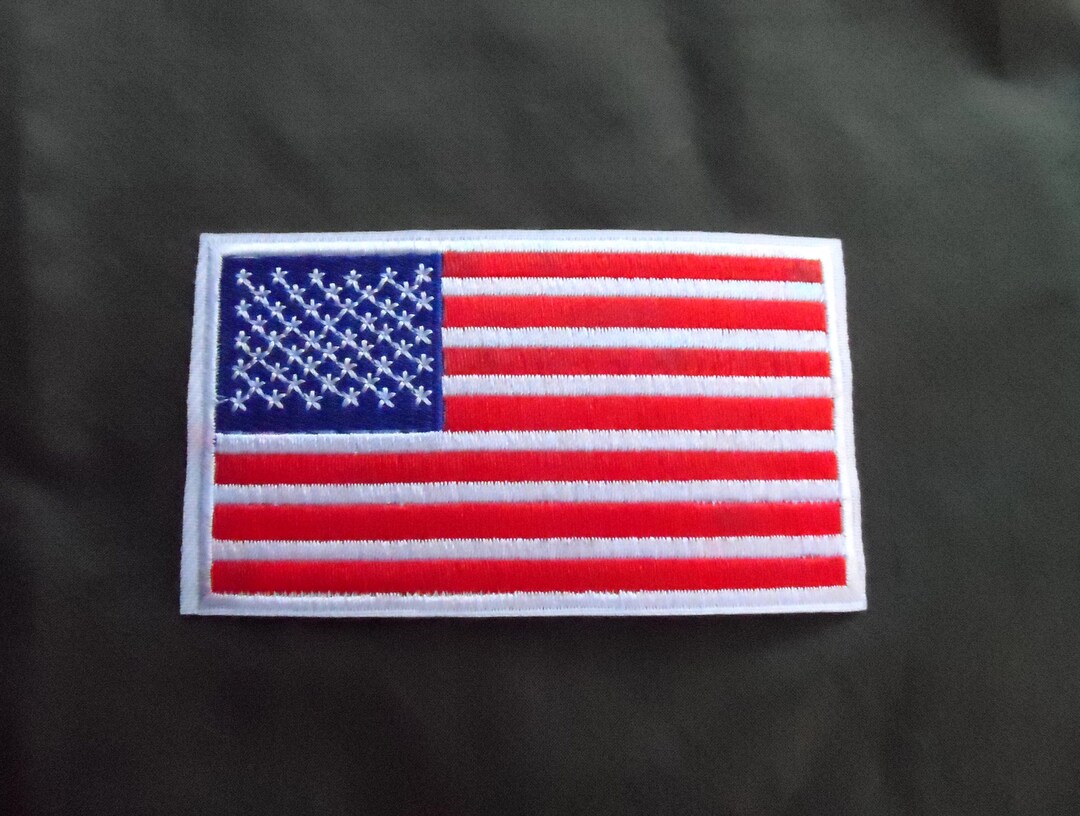 US Tactical American Flag Patch White Army 3.5 X 2 USA Iron on Applique ...