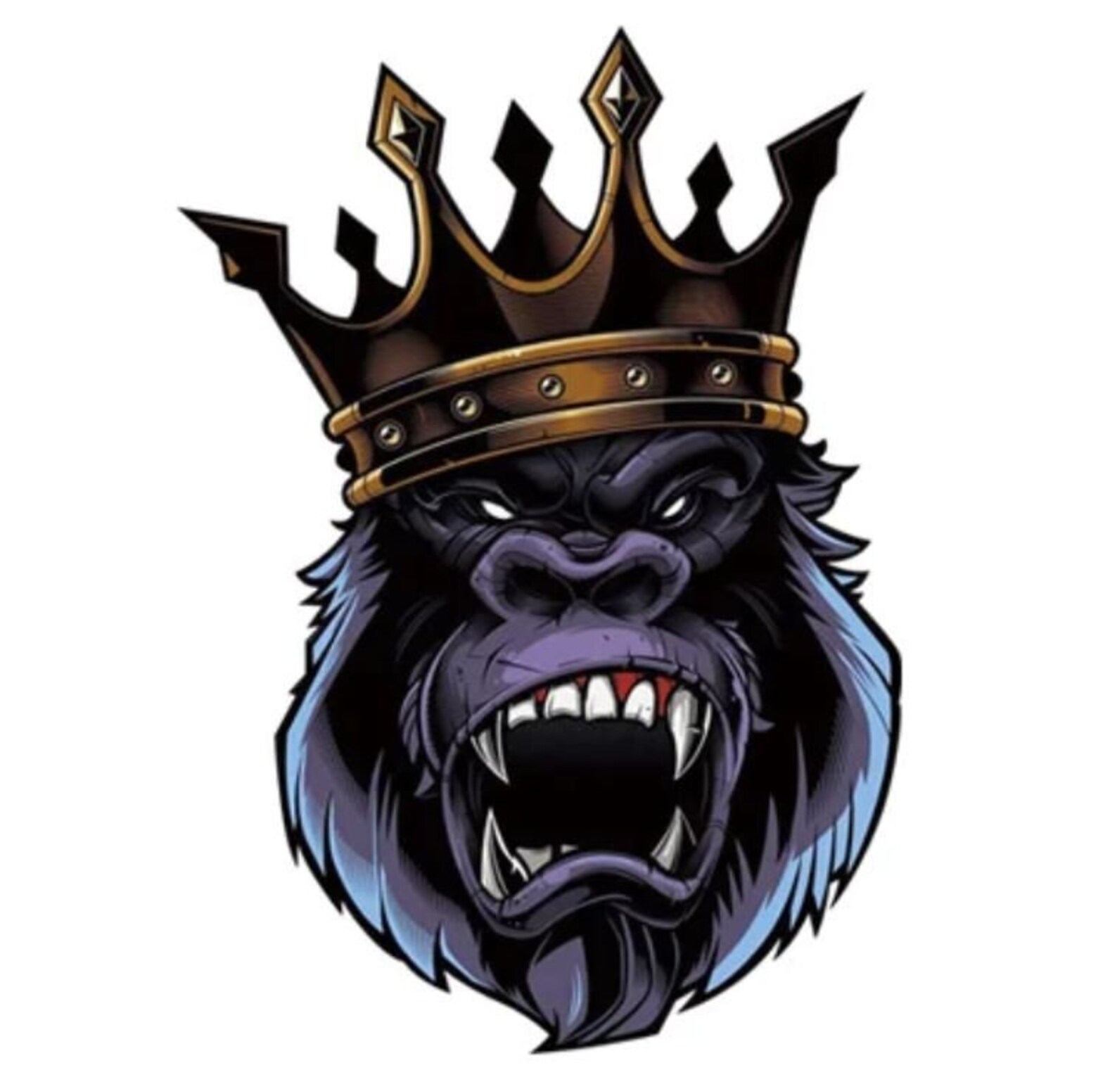 Small Crowned Angry Gorilla Face Patch Iron on Applique DIY - Etsy UK