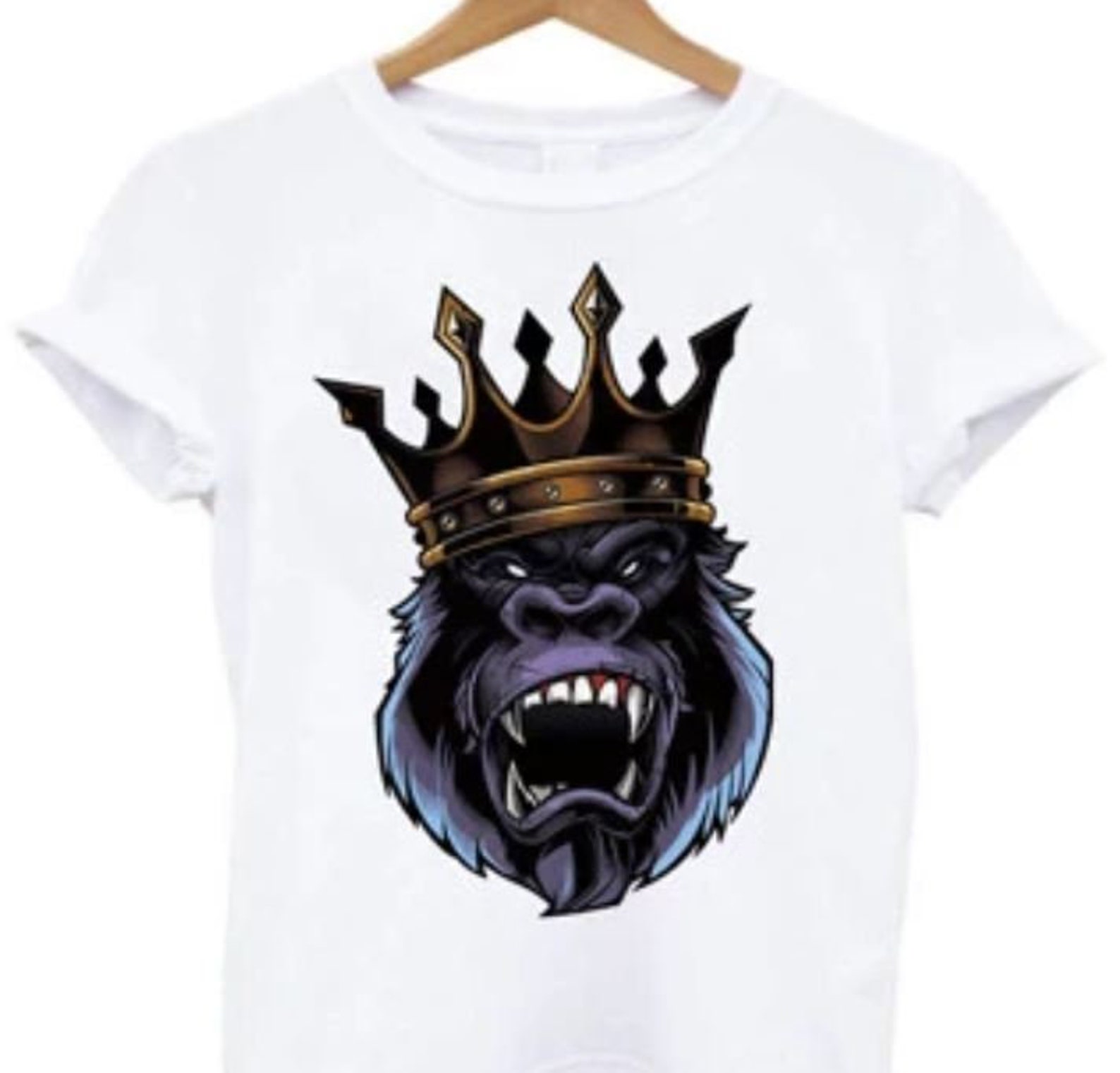 Large Crowned Angry Gorilla Face Patch Iron on Applique DIY - Etsy