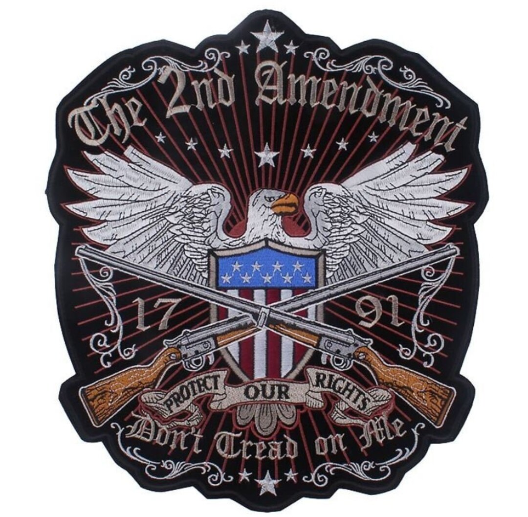 Large Biker Patch 2nd Amendment Iron on Embroidered Eagle Jacket ...