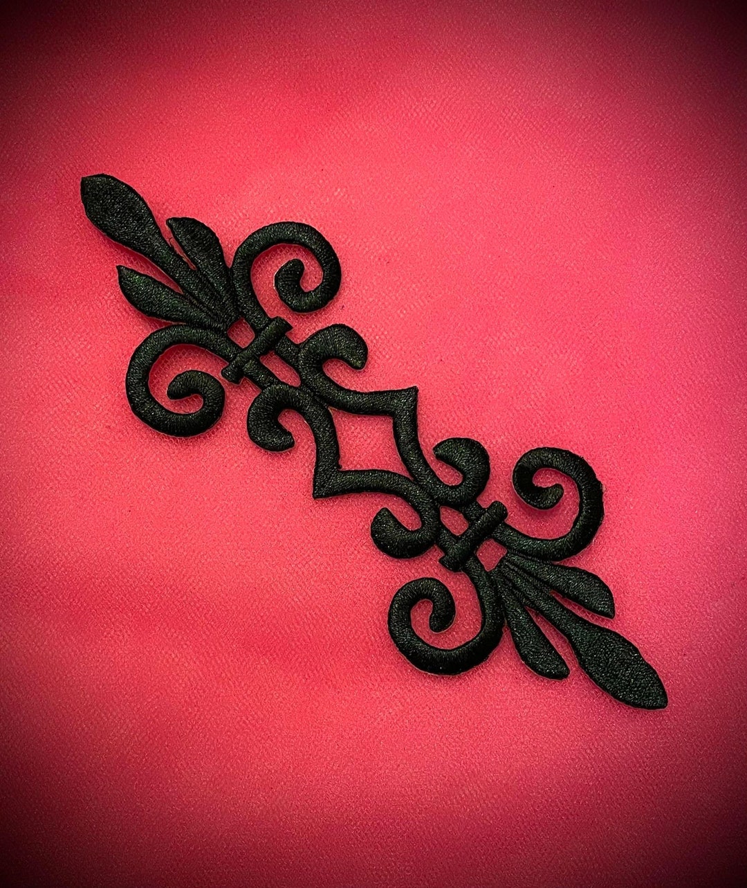 Embroidered Scroll Black Applique Iron on Patch Victorian 6.5 - Etsy