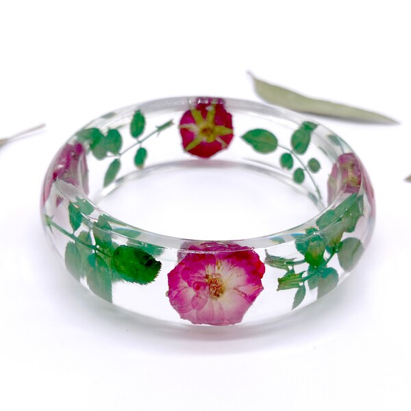 Resin Flower Bangle - Etsy