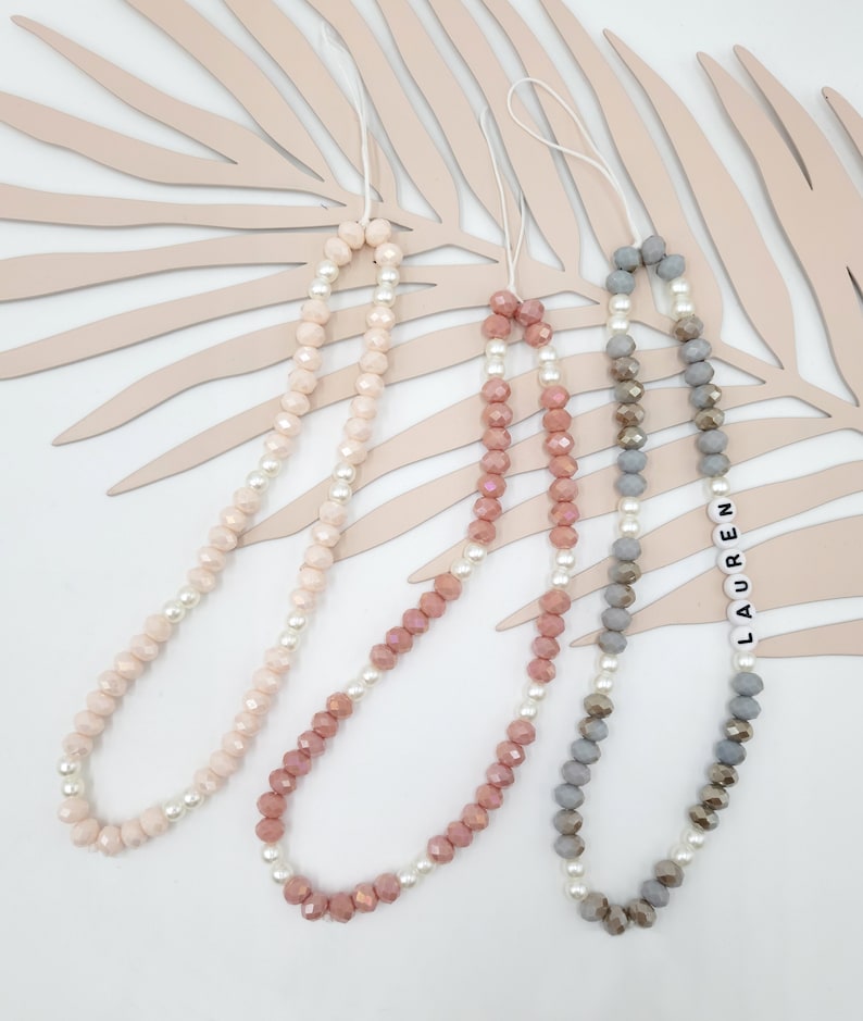Personalized Beaded Phone Charm | Custom Name Phone Strap | Pearl Phone ...