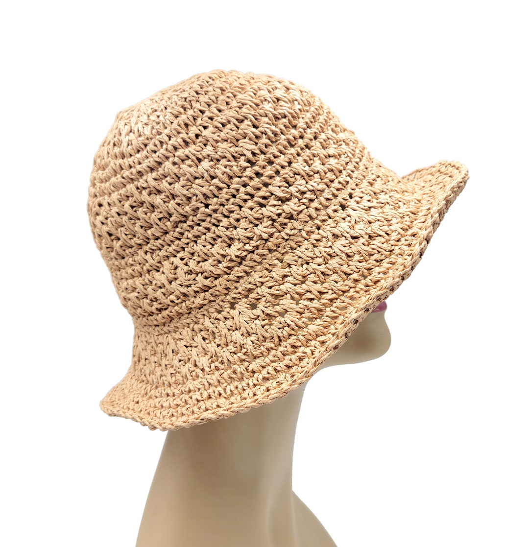 Two Colors Handmade Crochet Sun Straw Hat for Outdoors Summer , Size ...