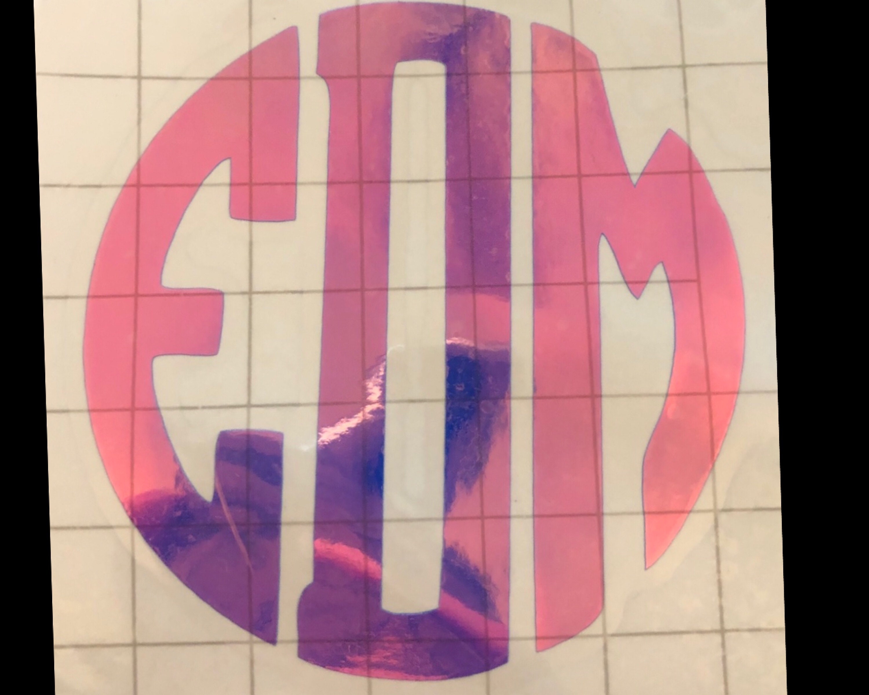 Holographic Monogram Vinyl Decal - Script Style - CUSTOM SIZES ...