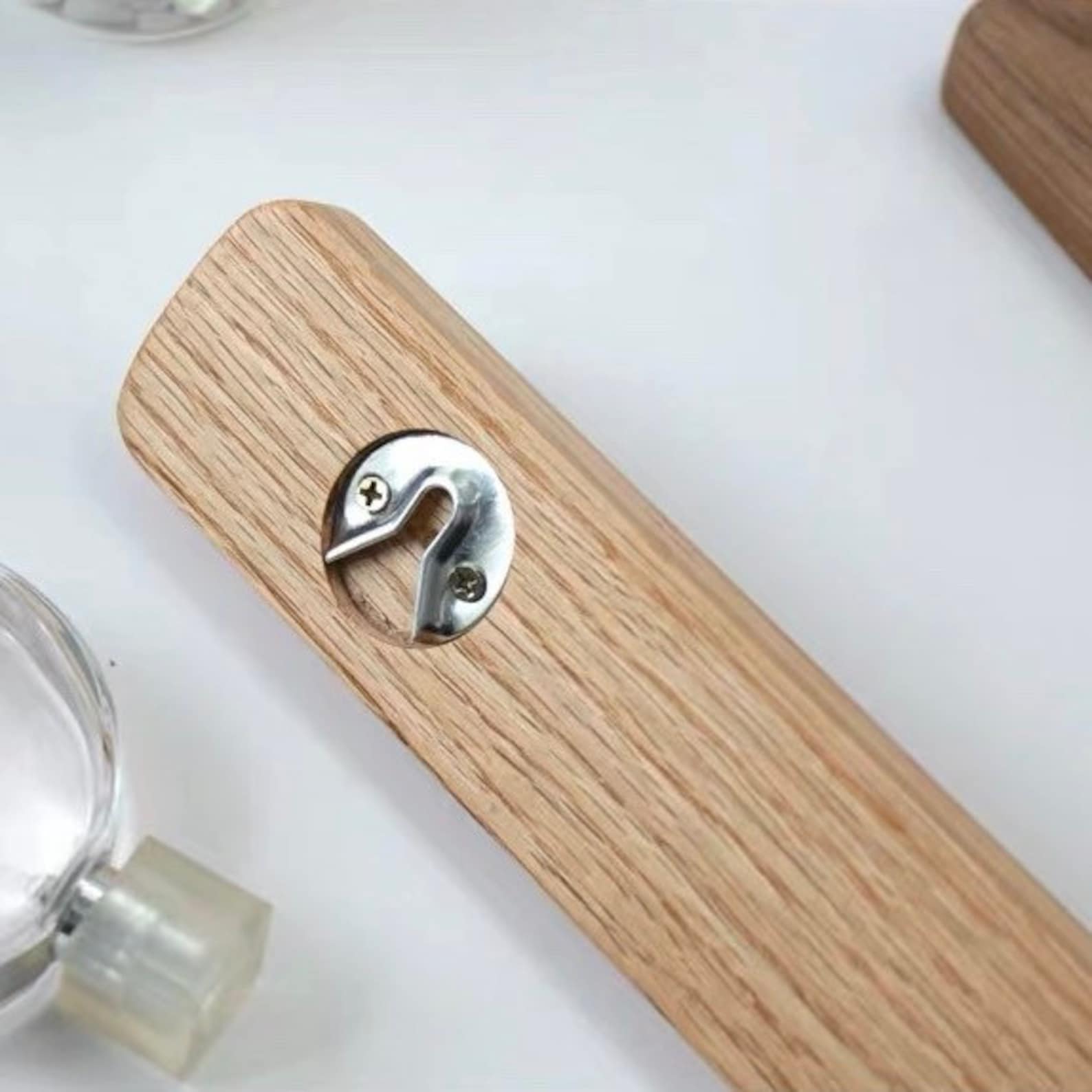 Walnut Wooden Wall Shelf + Hangers / Coat Racks With Brass Details, Red ...