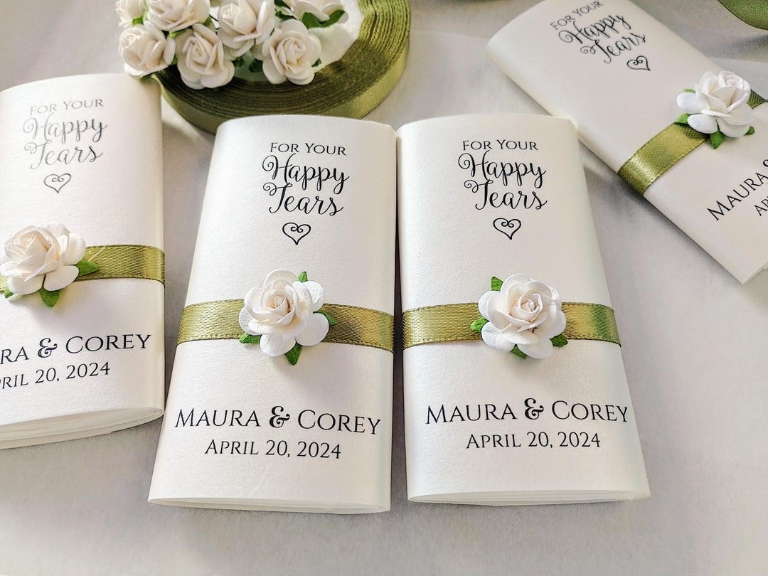 Elegant Favor for Happy Tears, Personalized Wedding Tissue Packets - Etsy