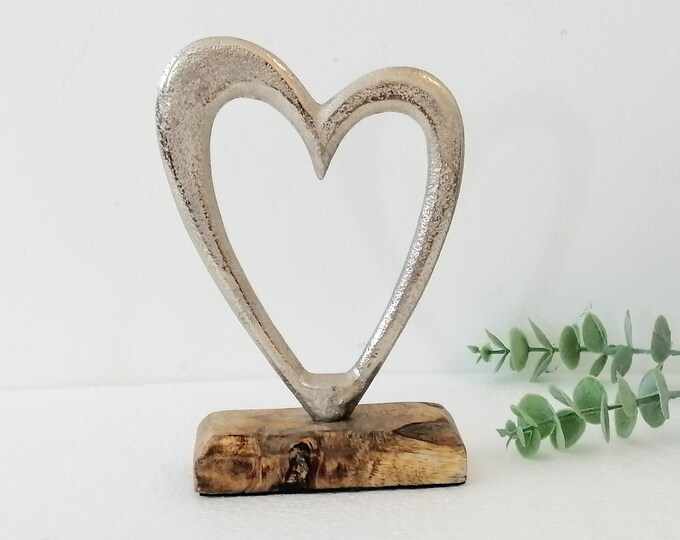 Rustic Heart Sculpture, Metal Heart Home Decor, Country Heart Decor ...