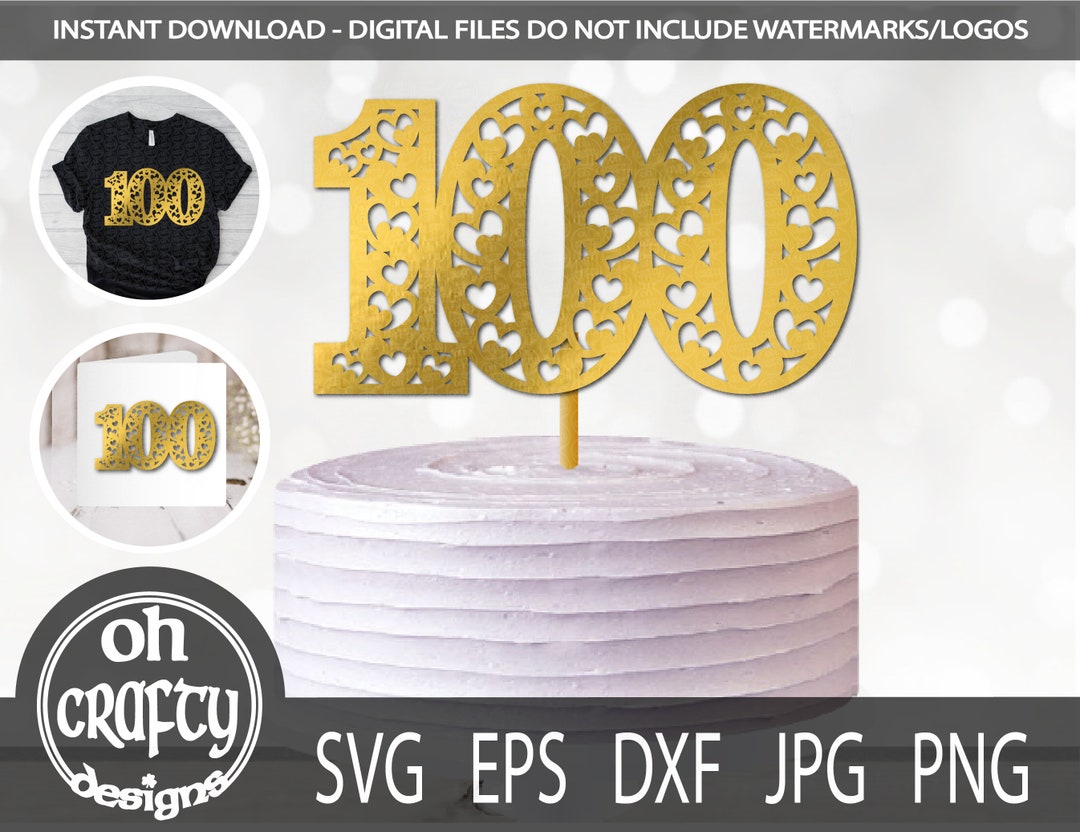 100th Birthday Svg, One Hundred Birthday Svg, 100 Years Old Svg, Happy ...