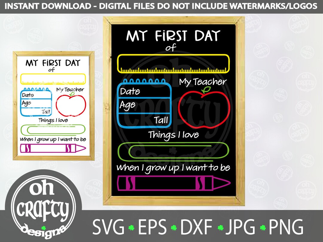 My First Day Board Svg, First Day Board Svg File, School Chalk Board ...