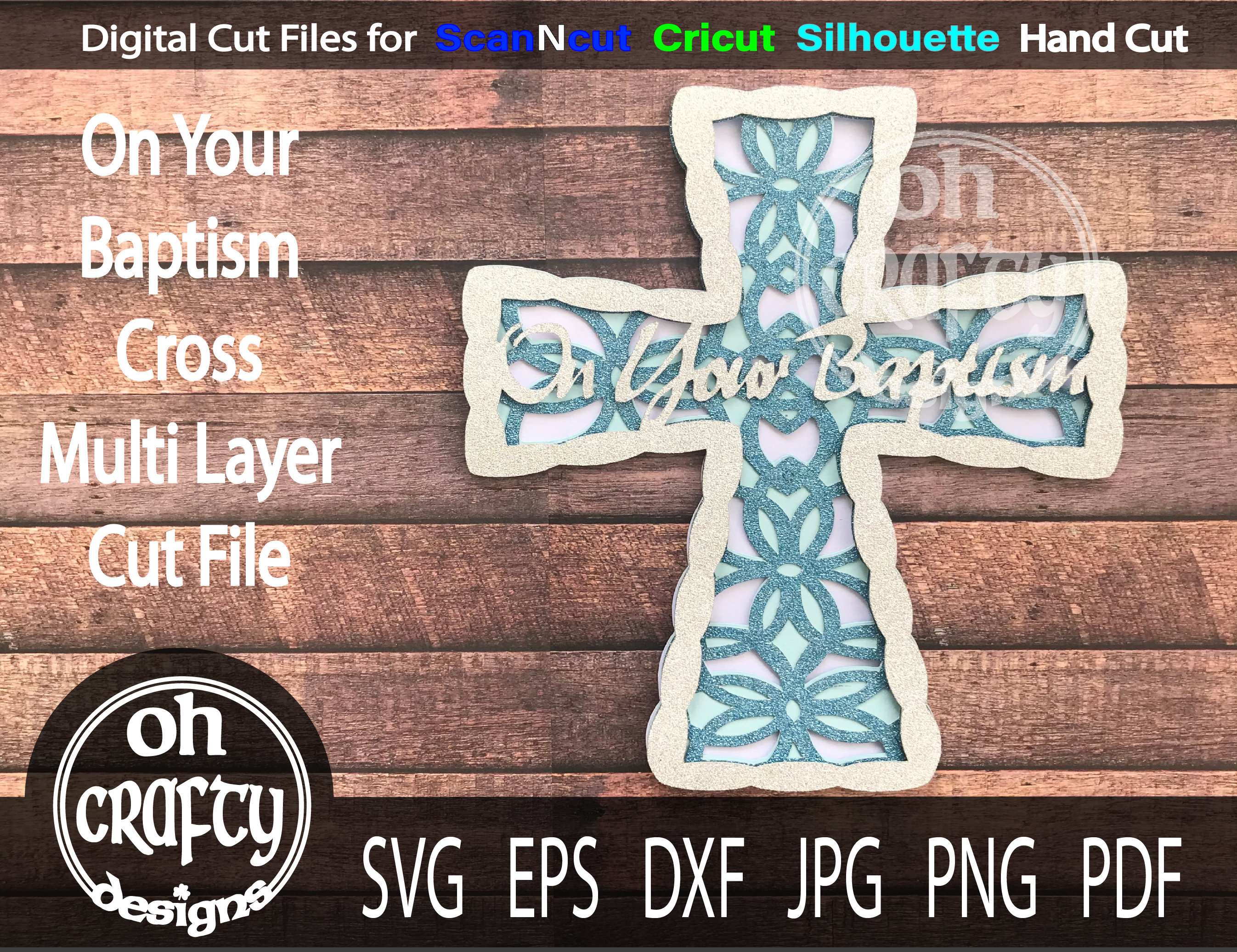 Baptism Svg Cake Topper Svg Baptism Cut File Baptism Cross - Etsy
