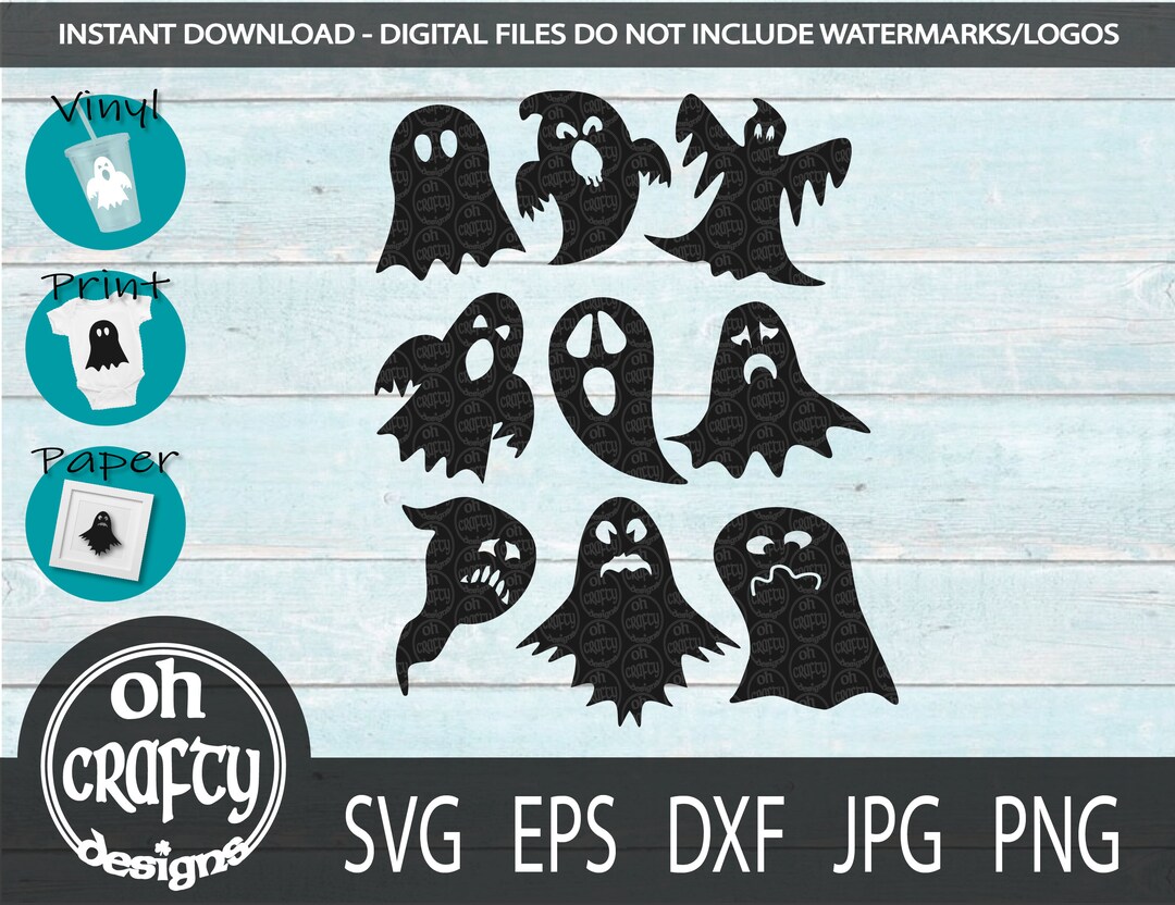 Spooky Ghost Svg Bundle, Halloween Ghost Svg, Ghost Silhouette Png ...