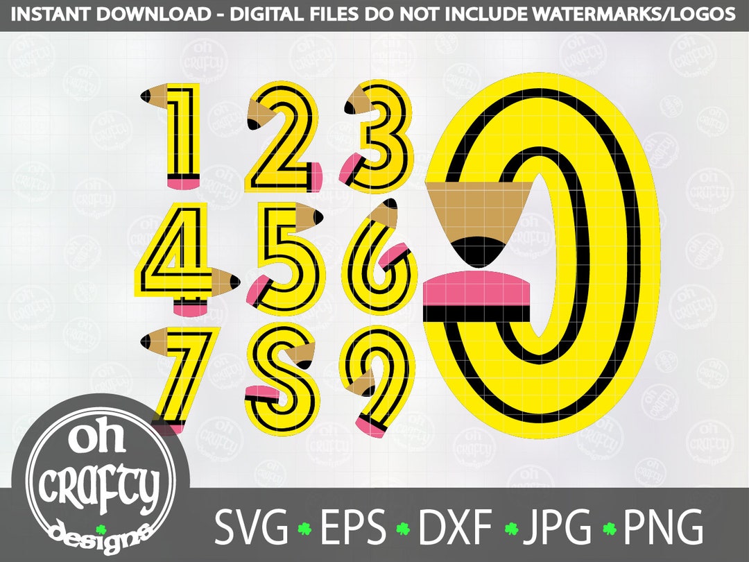 Pencil Number Svg Bundle Pencil Shaped Numbers Svg - Etsy