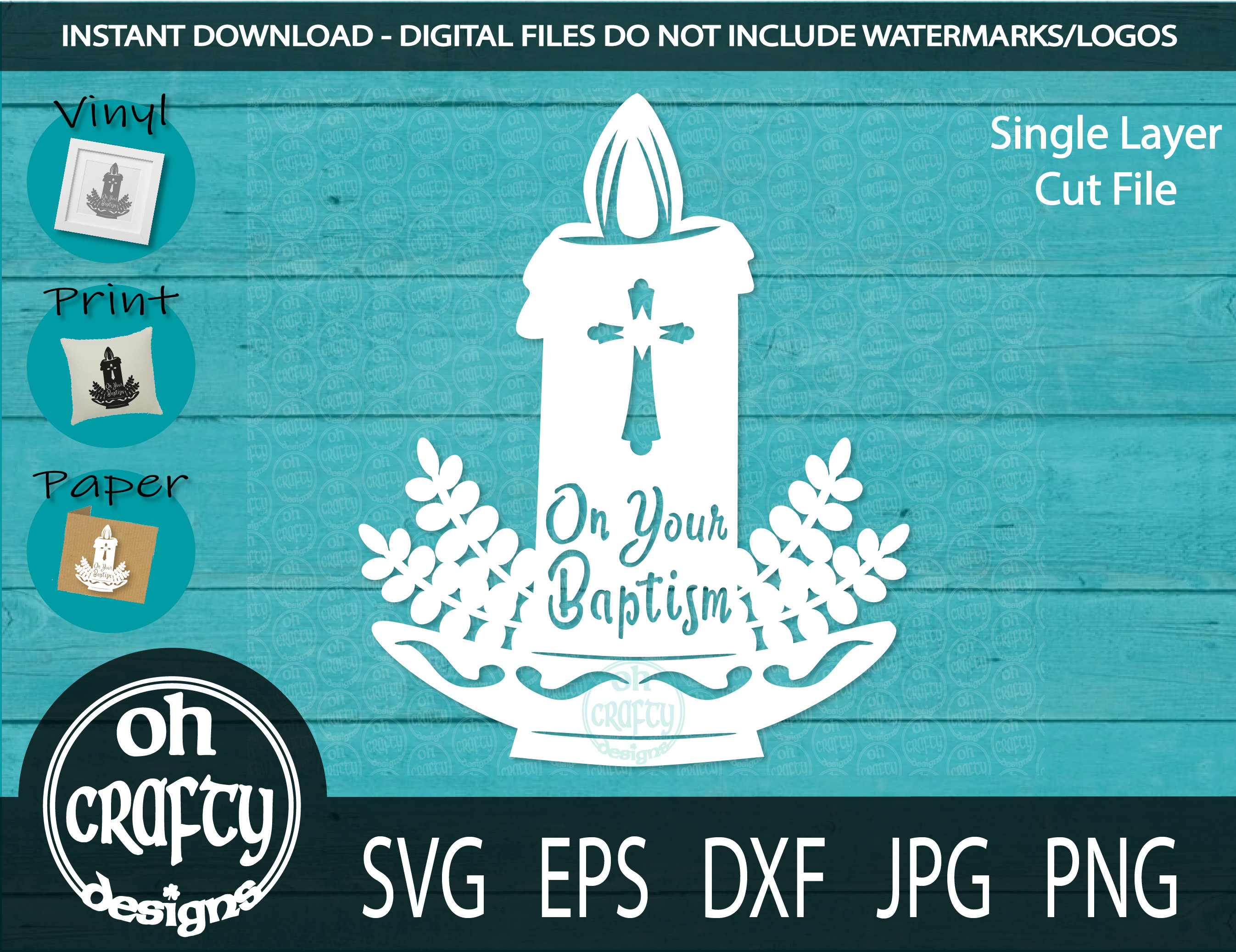 Baptismal Candle Svg, Baptism Candle Cut File, Paper Cut File, Includes ...