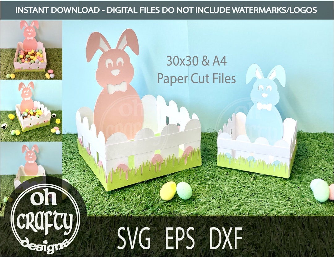 Easter Crate Svg, 3d Svg Rabbit, Easter Treat Box Svg, Easter Candy Box ...