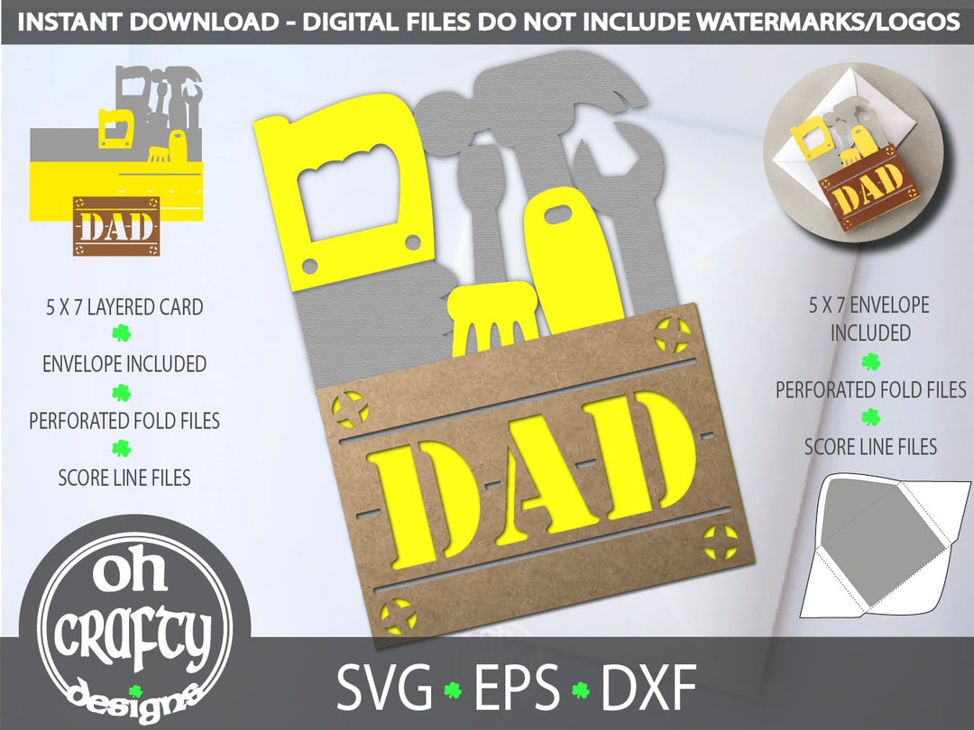 Dad Tool Box Svg File, Fathers Day Card Svg, Dad Card Cutfile, Dad ...