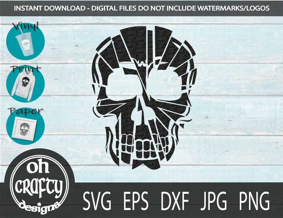 Buy Smashed Skull Svg File, Broken Skull Cut File, Scary Skull Png ...