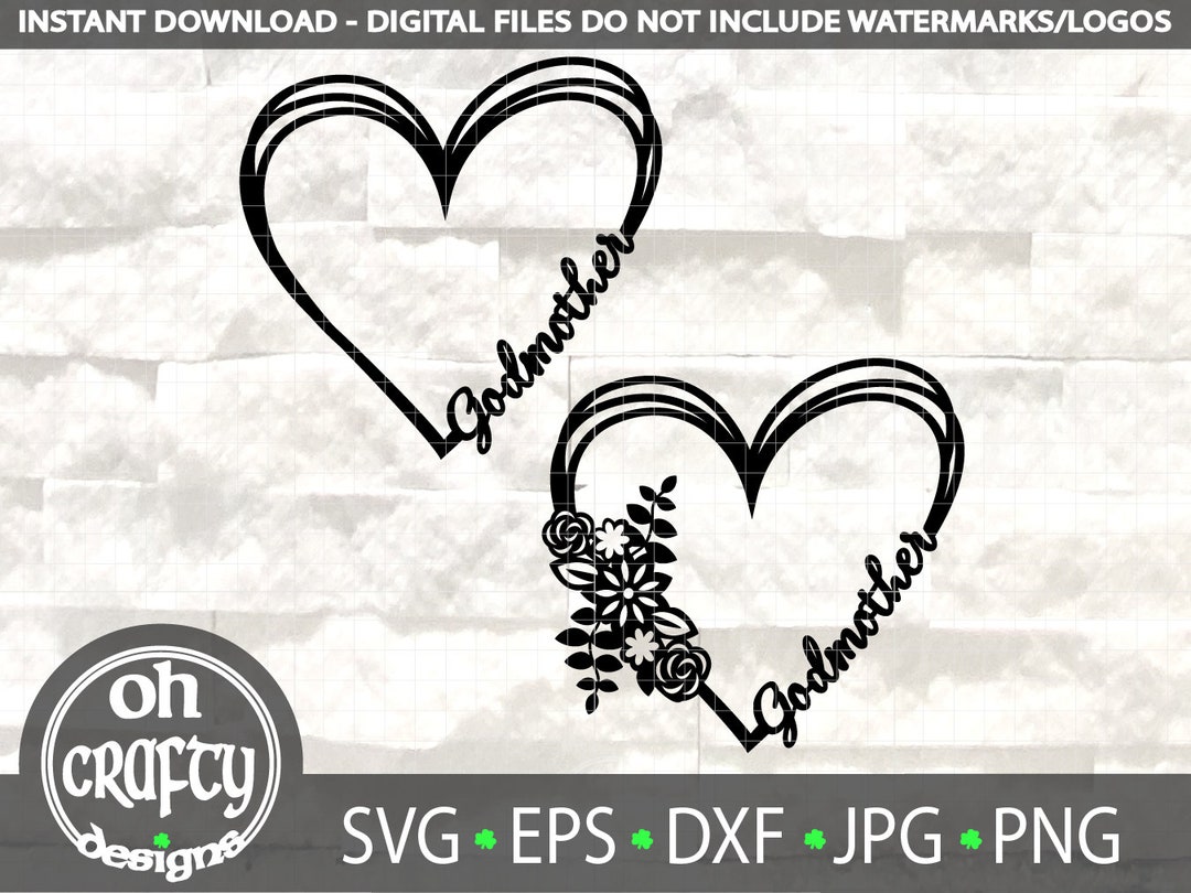 Godmother Heart Svg, Doodle Heart Svg, Floral Heart Svg, Godparents Svg ...