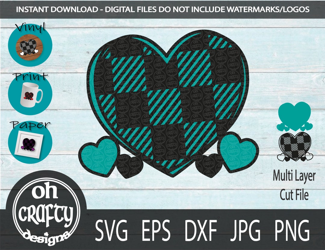 Plaid Svg, Heart Svg File, Plaid Heart Png, Heart Cut File, Plaid Heart ...
