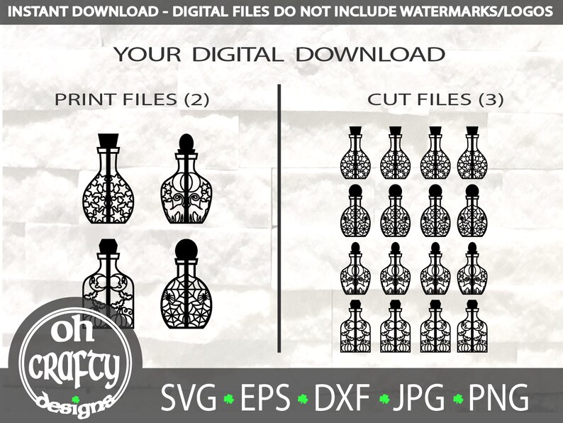 3D Potion Bottle Svg, Paper Apothecary Bundle, Halloween Decor, Witch ...