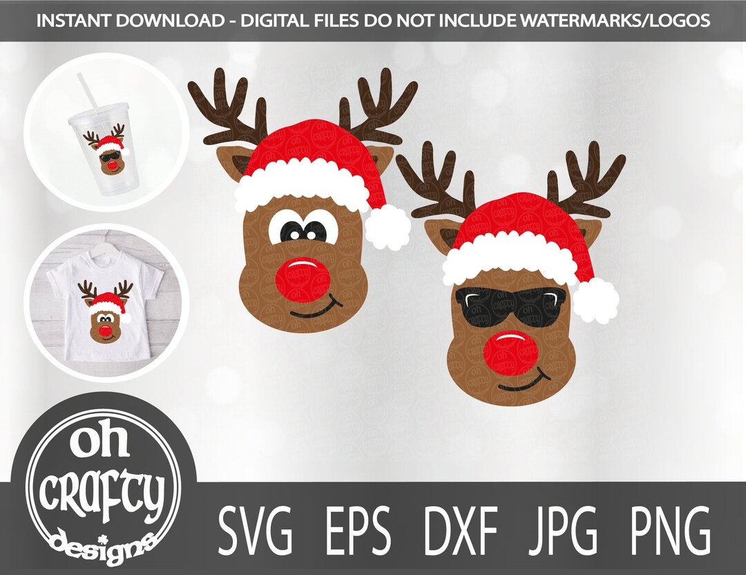 Funny Rudolf the Reindeer Svg, Cool Reindeer With Sunglasses Svg, Red ...