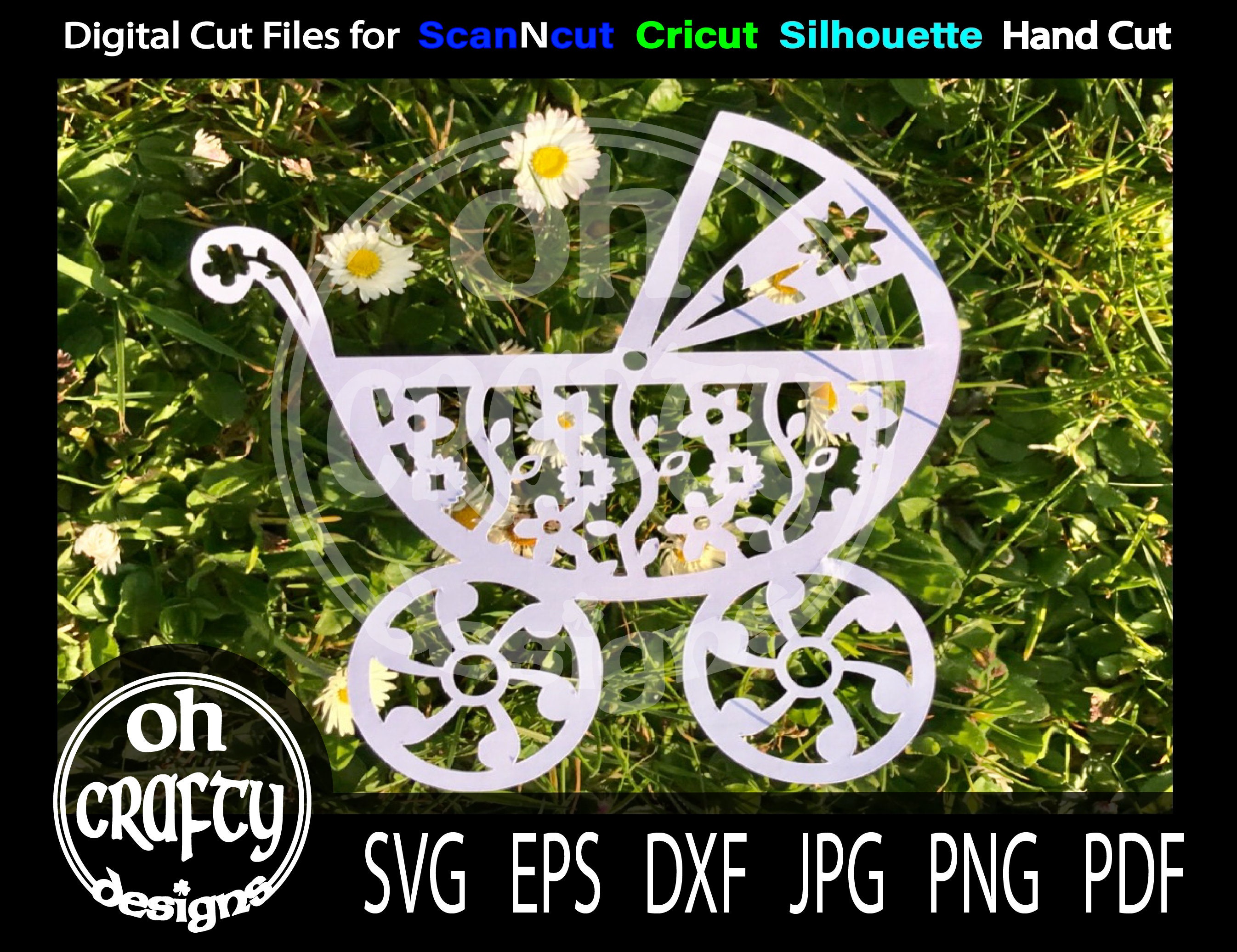 Baby cut file pram svg new baby svg floral baby svg cricut | Etsy