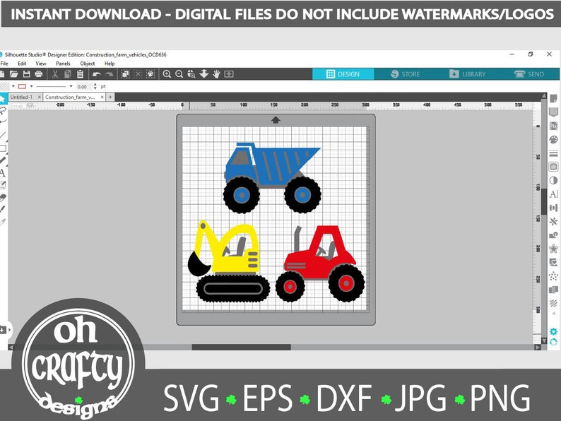 Tractor, Digger, Dumper Truck Svg, Construction Svg, Farm Vehicles Svg ...